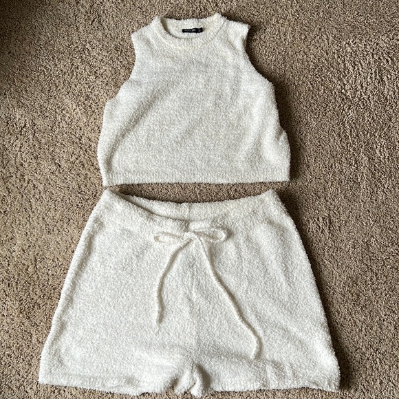 Nasty Gal | Other | Nasty Gal White Fuzzy Matching Set | Poshmark